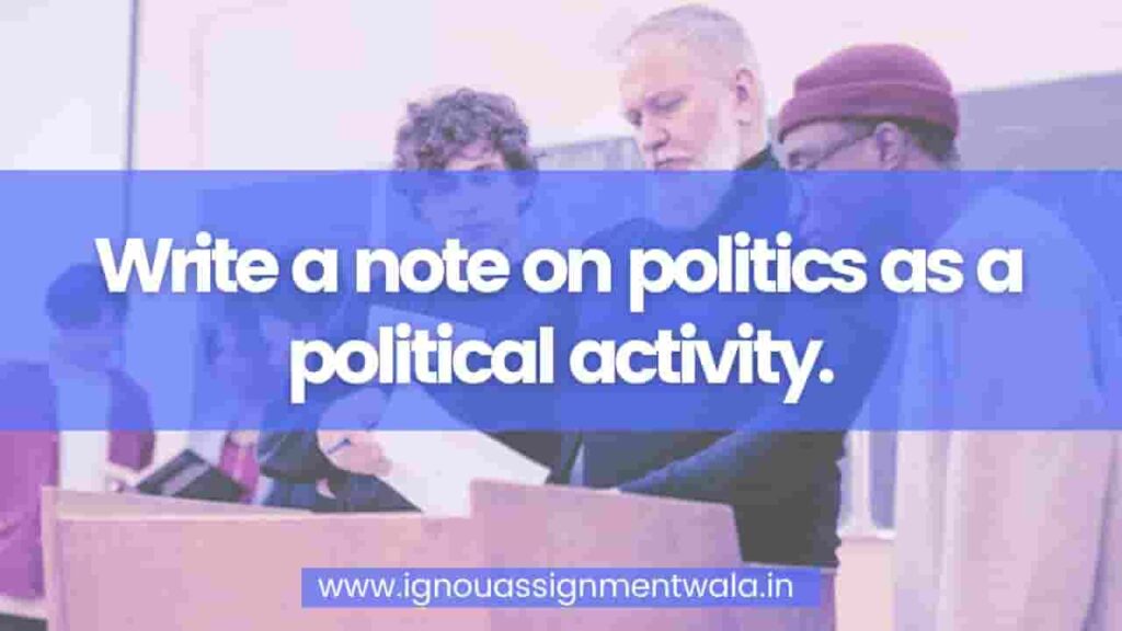 Write a note on politics as a political activity. - IGNOU Assignment Wala